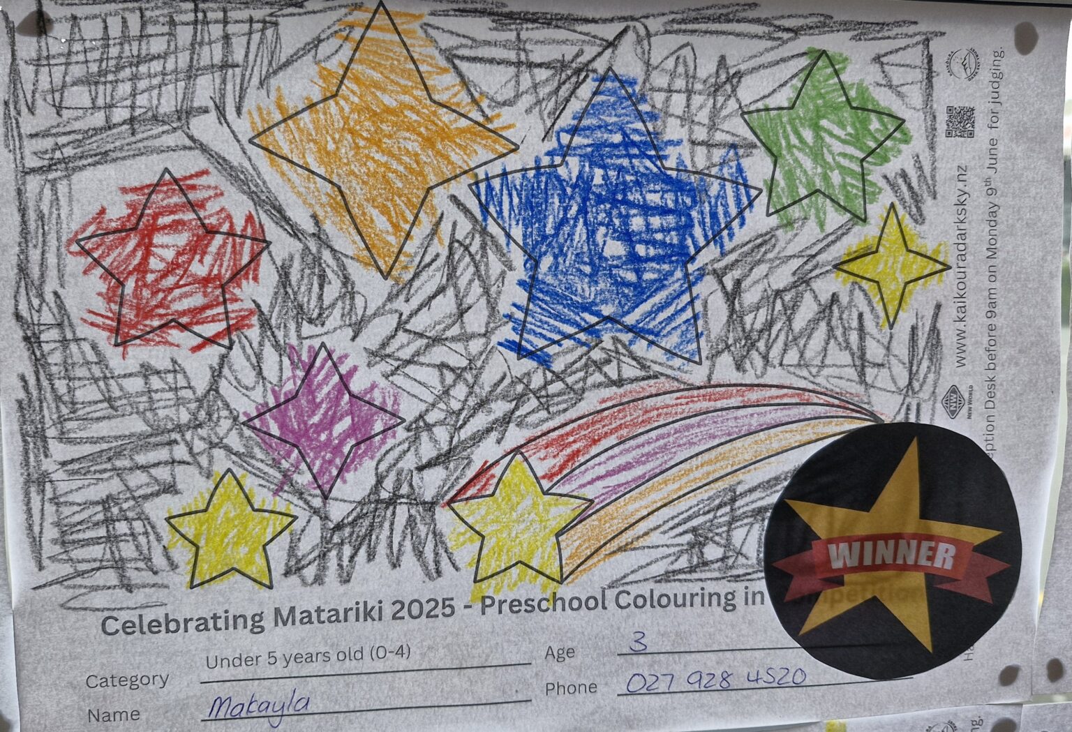 Matariki Colouring In Competition Winners - Kaikōura Dark Sky Trust