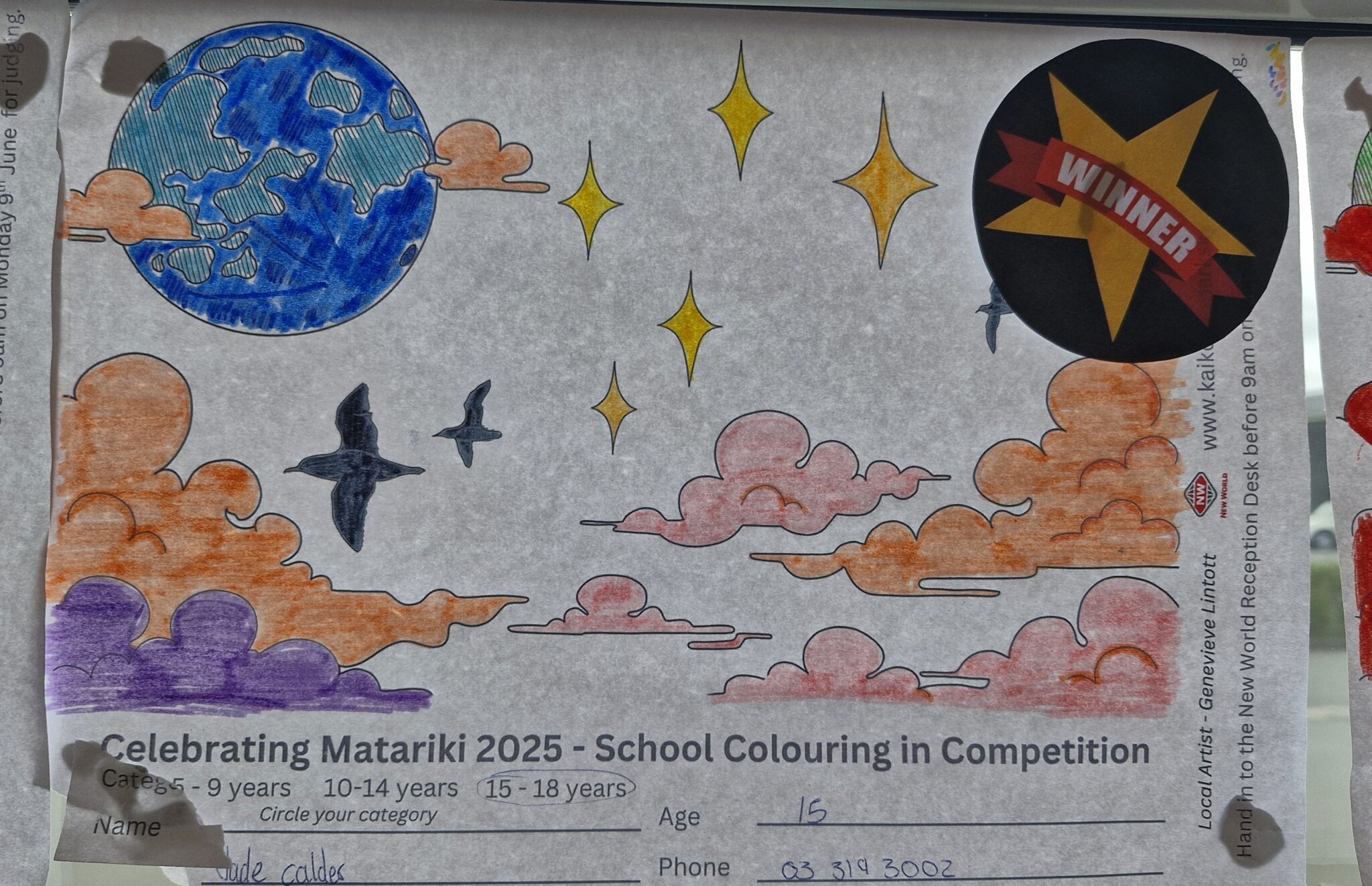 Matariki Colouring In Competition Winners - Kaikōura Dark Sky Trust